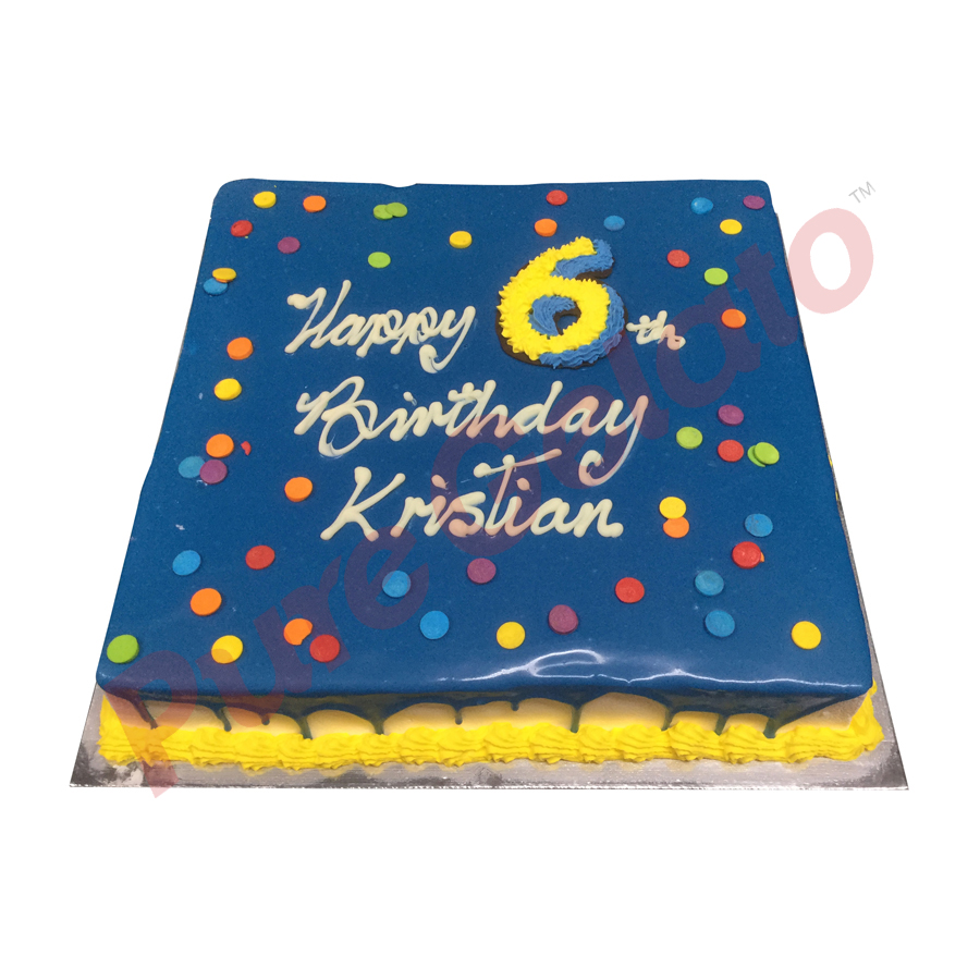 Blue Choc Drip Square Yellow Cream Piping Dot Sprinkles Pure Gelato 