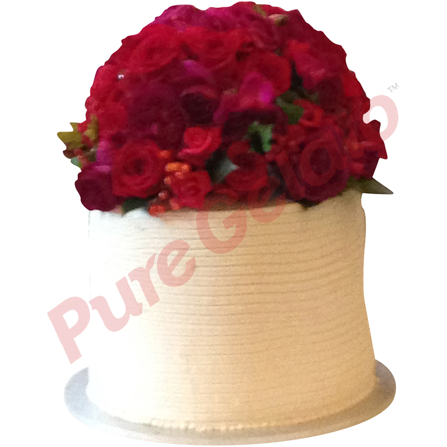 Triple Stack Cake White smooth cream customers supplied flowers - Pure ...